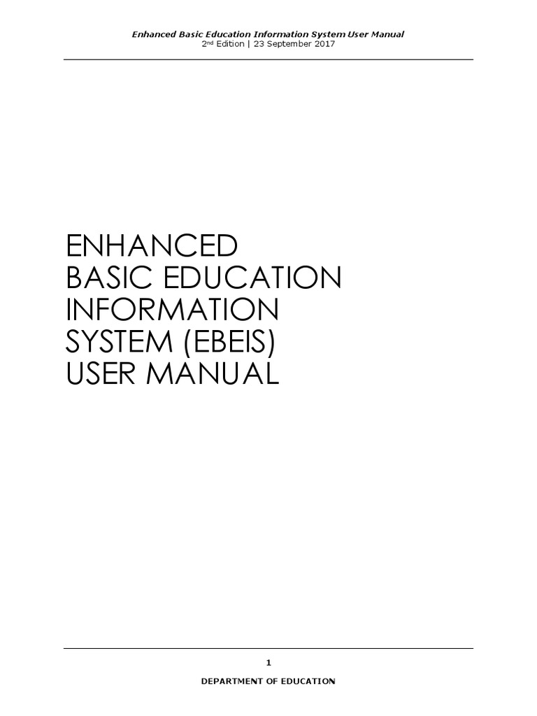 Enhanced Basic Education Information System (Ebeis) User Manual | PDF | Login | Computing