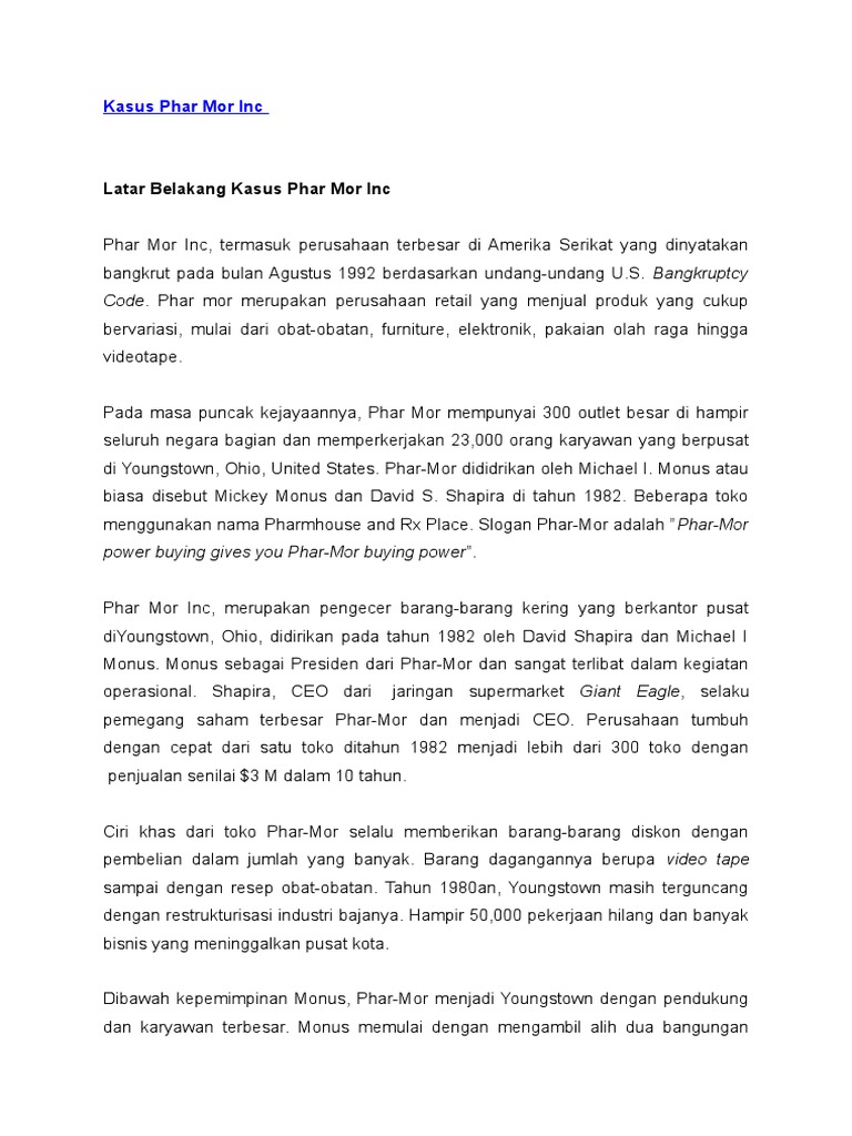 Kasus Phar Mor Inc Utuh | PDF