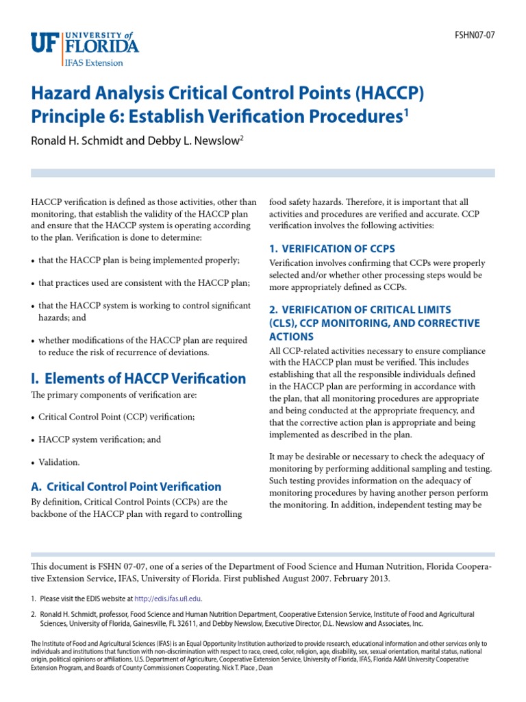 HACCP Verification Procedures Explained | PDF | Verification And ...