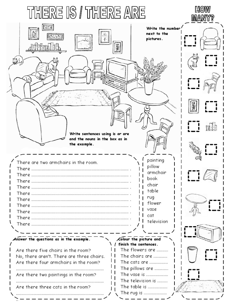 There Is There Are Worksheet | PDF | Chair | Morphology