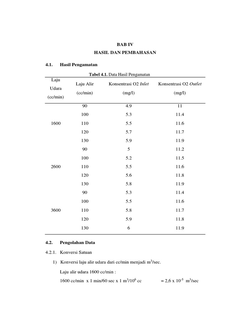 Analysis of Oxygen Concentration Data and Calculation of Log Mean ...