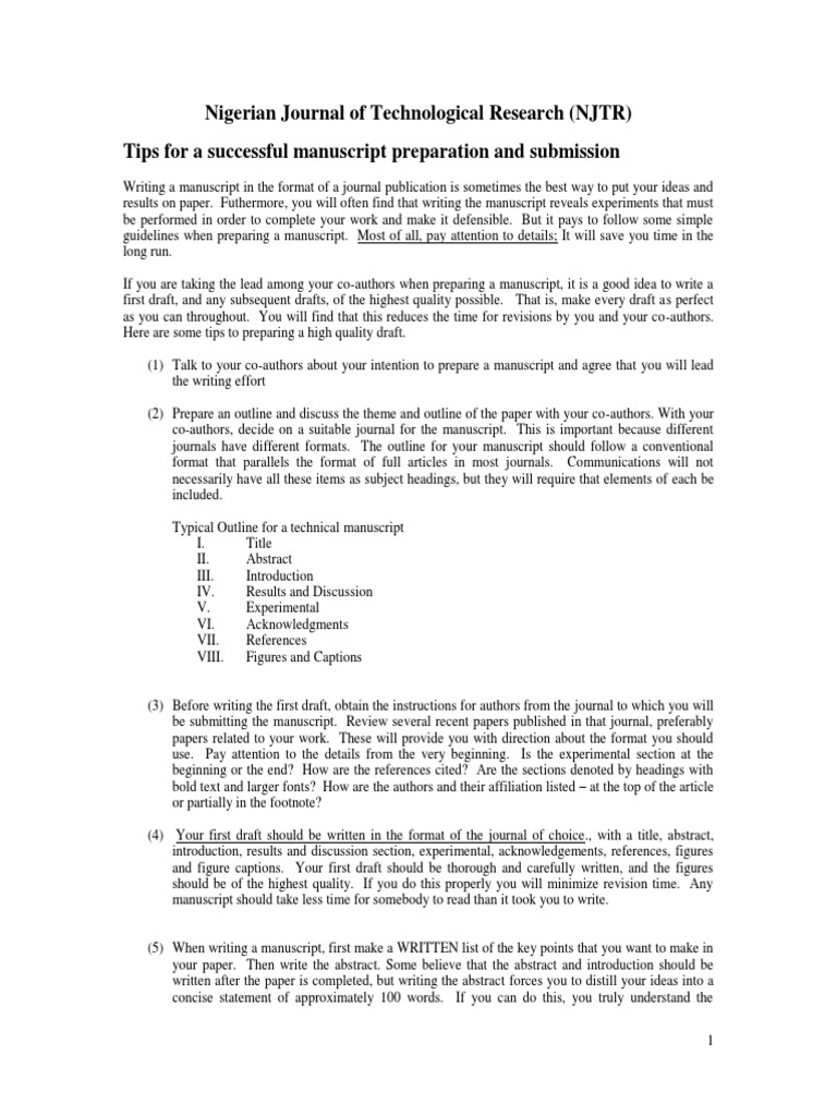 Tips On NJTR Submission | PDF | Abstract (Summary) | Typefaces