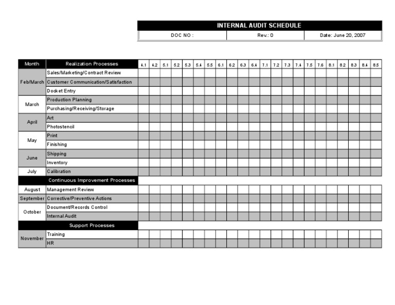 Internal Audit Schedule | PDF