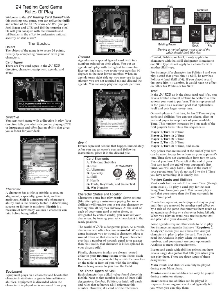 24 TCG - Rules Sheet | PDF | Playing Cards | Consumer Goods