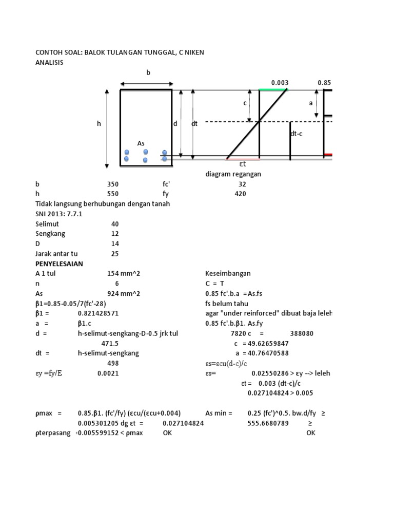 Analisis Balok Tulangan Tunggal | PDF