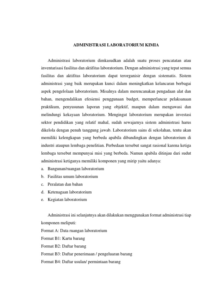 Administrasi Laboratorium Kimia Efektif | PDF