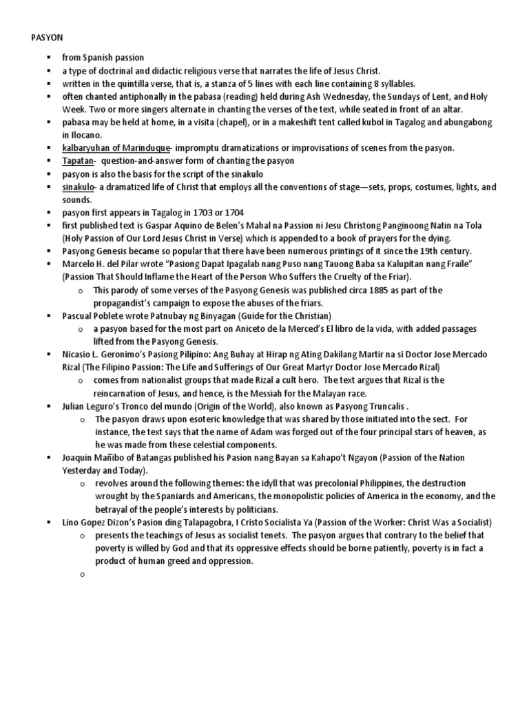 PASYON | PDF | Philippines | Religion And Belief