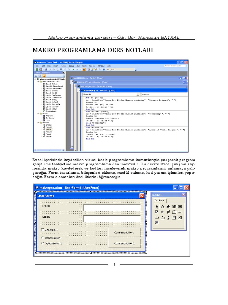 Makro Programlama Excel PDF | PDF