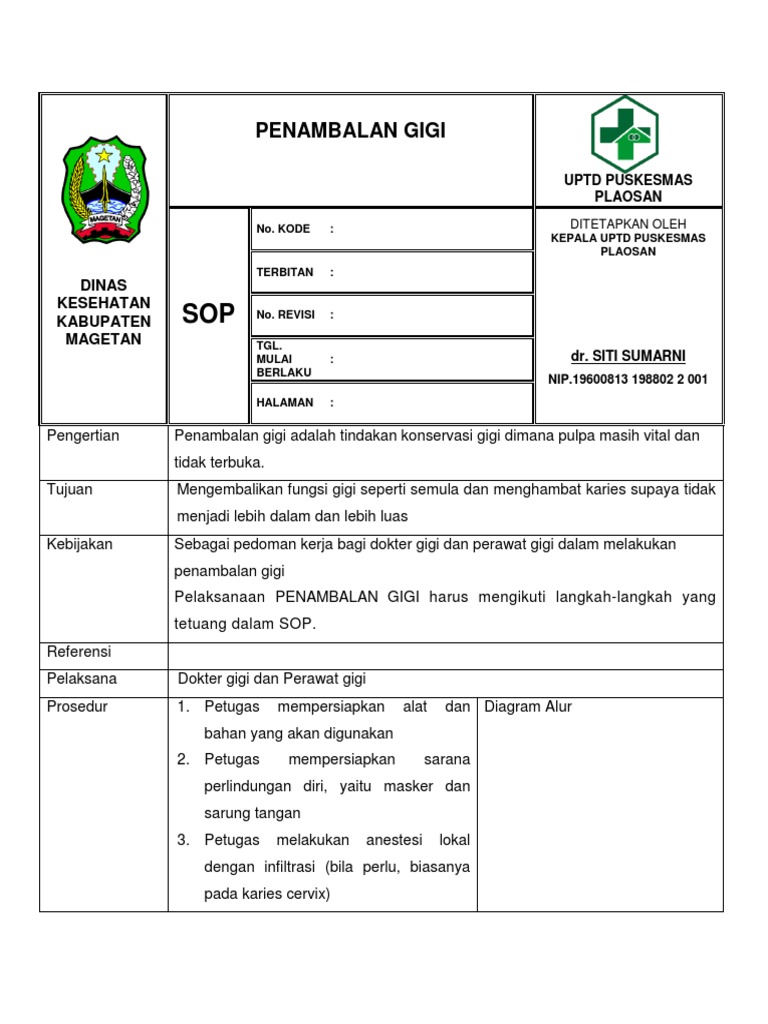 Sop Penambalan Gigi | PDF