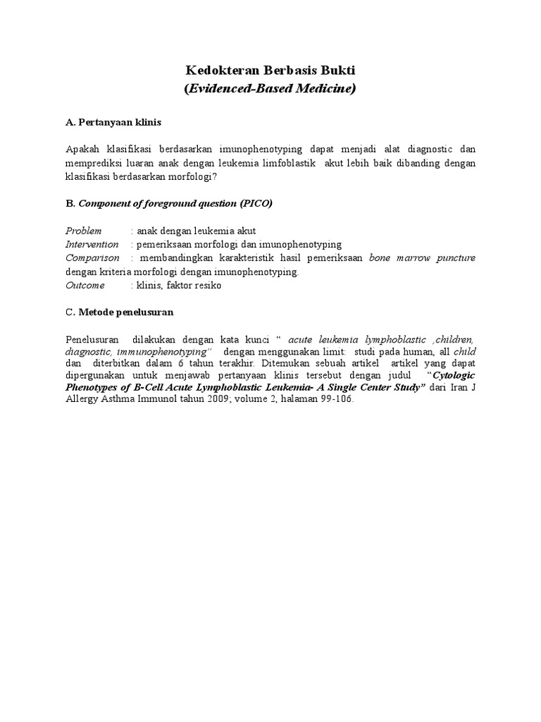 Contoh PICO Diagnostik | PDF
