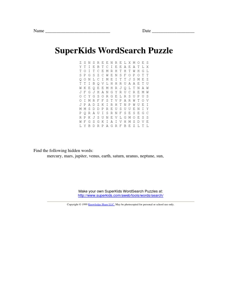 SuperKids WordSearch | PDF