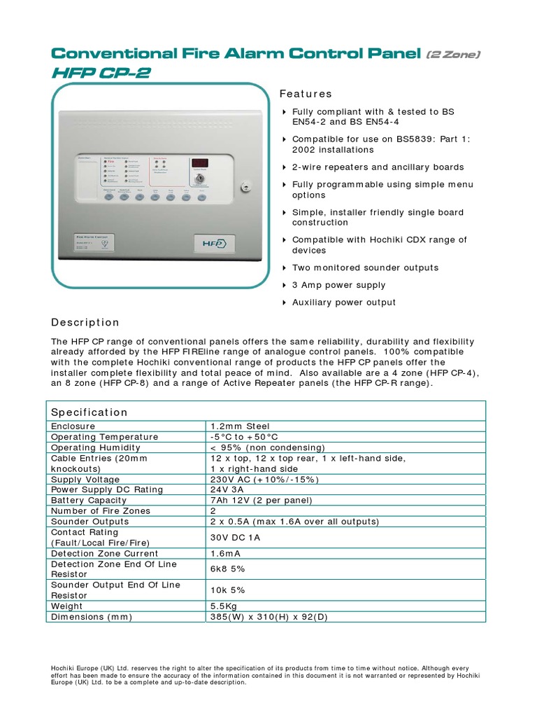 6 - Conventional 2-Zone Fire Alarm Control Panel - HFP CP-2 | PDF ...