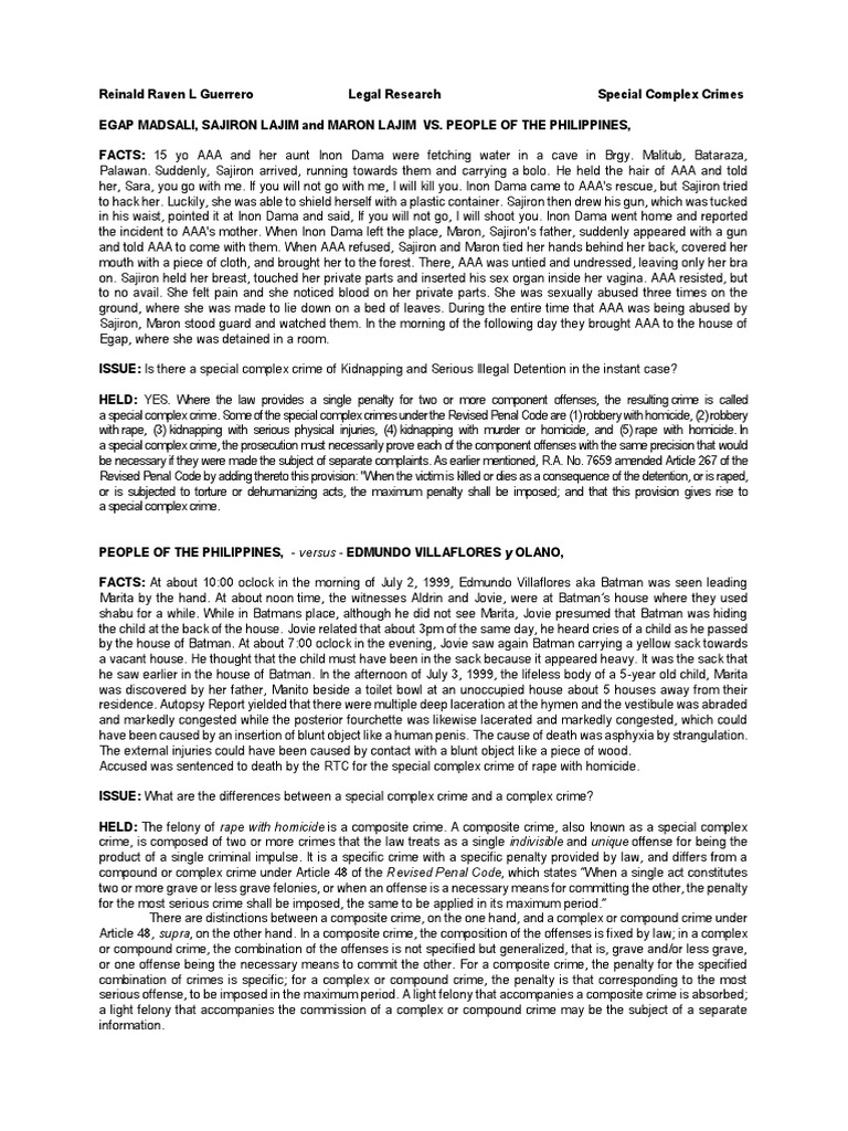 Special Complex Crime Digests.docx | Murder | Crimes