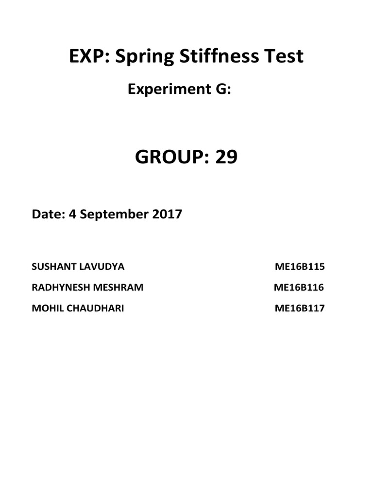 EXP: Spring Stiffness Test: Experiment G | PDF | Bending | Classical ...