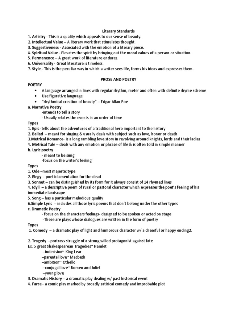 An Analysis of Literary Standards, Forms, and Genres in Poetry and ...