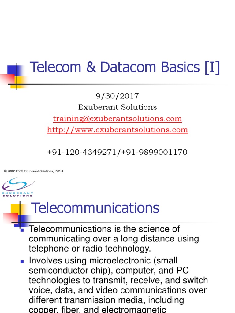 Telecom & Datacom Basics (I) : 9/30/2017 Exuberant Solutions | PDF ...