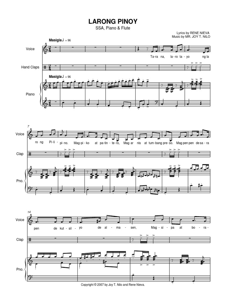 Joy T Nilo Larong Pinoy SheetMusic | PDF