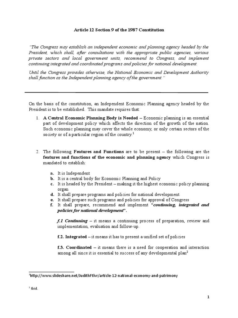 Written Report - Article 12 Section 9-10 of The 1987 Constitution | PDF ...