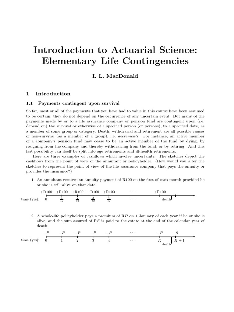 Introduction To Actuarial Science - Elementary | PDF | Expected Value ...