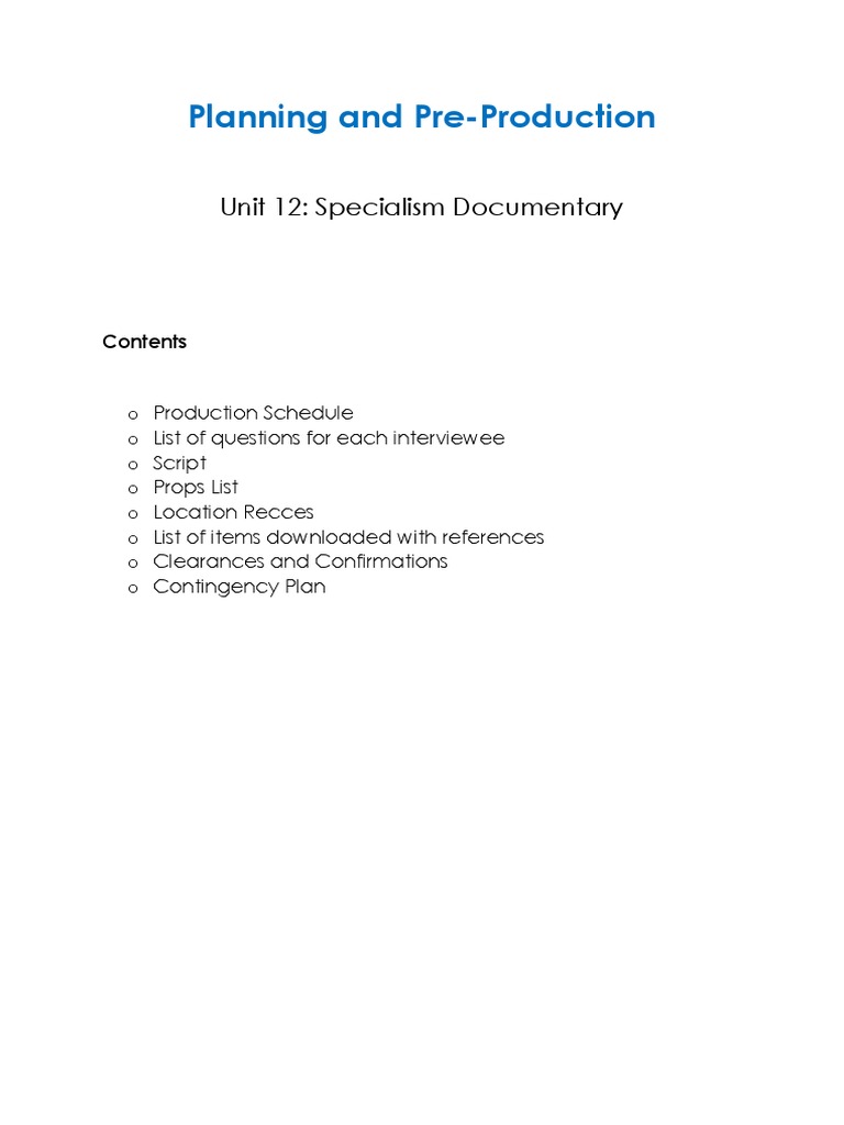 Documentary Planning Guide | PDF | Camera | Leisure