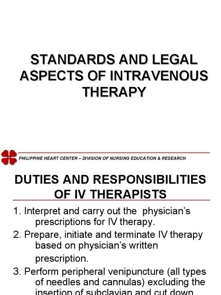 Standards and Legal Aspects of IVT | PDF | Intravenous Therapy ...