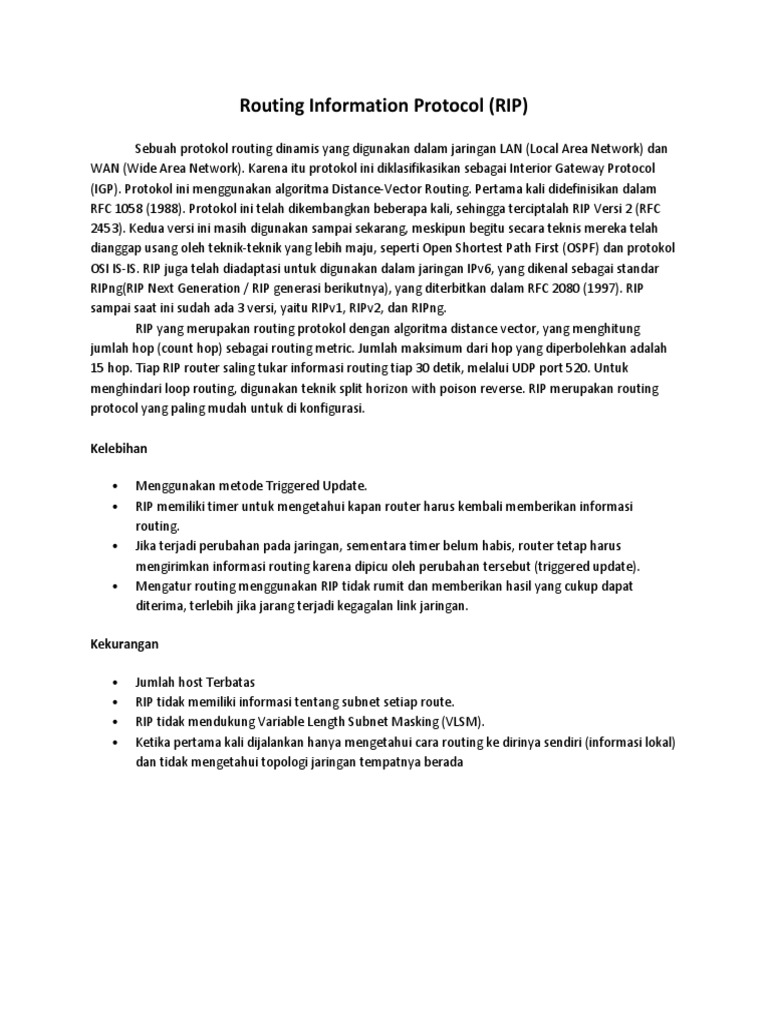 Kelebihan Dan Kekurangan Dari Macam-Macam Routing | PDF
