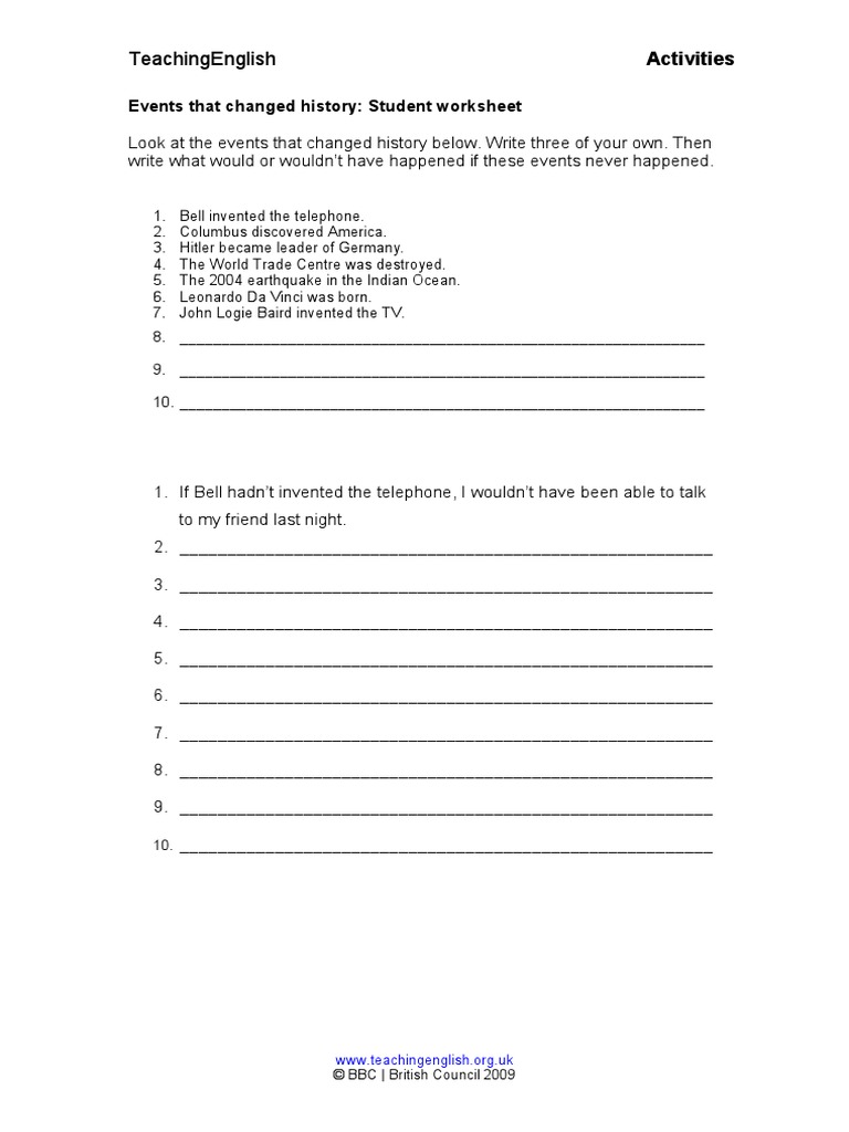 Events That Changes History Worksheet PDF | PDF