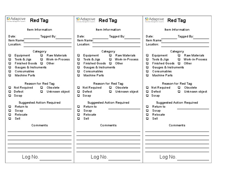 5S Red Tag Template AdaptiveBMS | PDF
