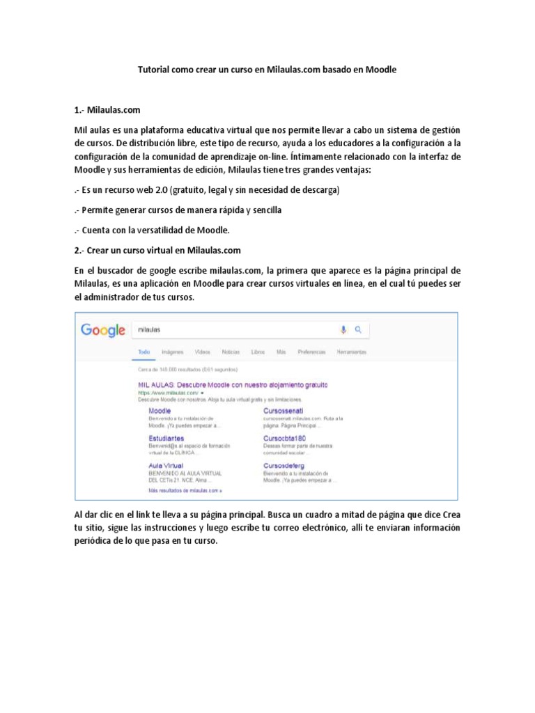 Tutorial Como Crear Un Curso en Milaulas | PDF | Moodle | Point and Click