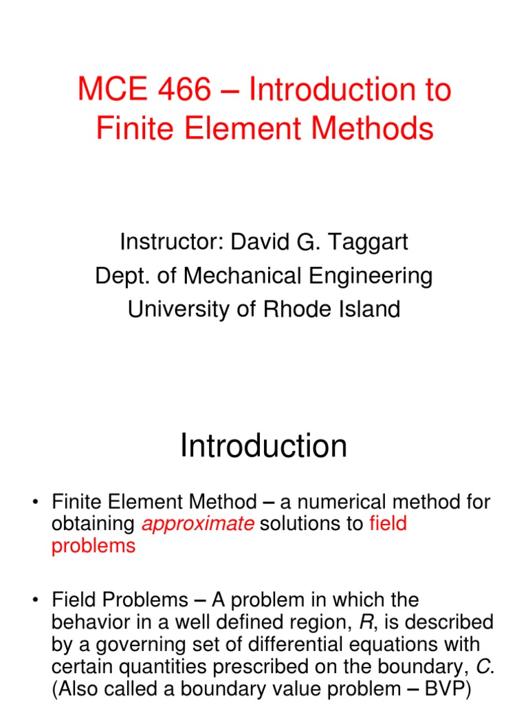MCE 466 - Introduction To Finite Element Methods | Download Free PDF ... MCE 466 - Introduction To Finite Element Methods | Download Free PDF ...