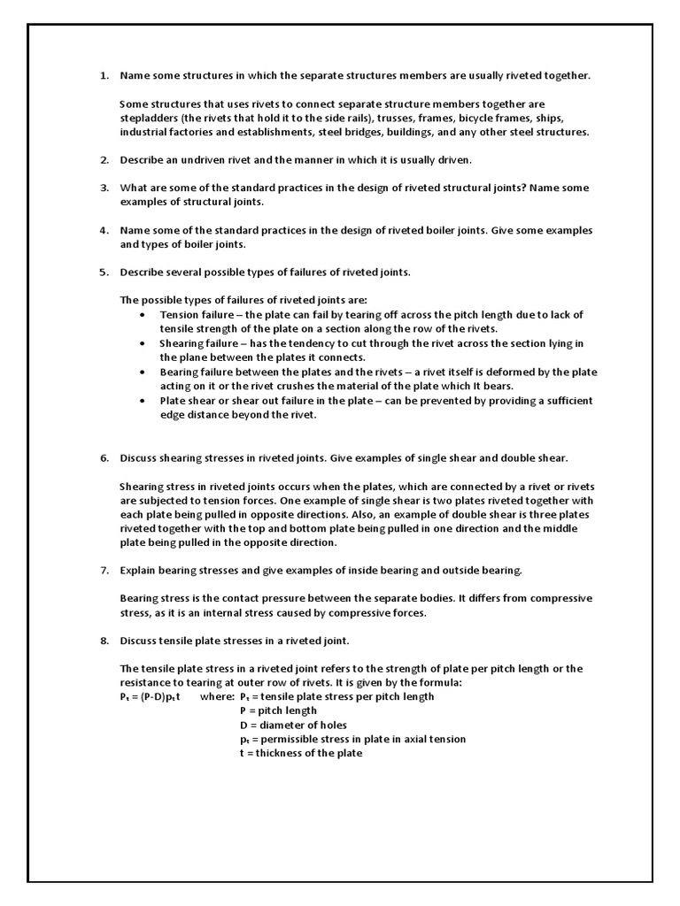 Assignment CE163 - Rivets | PDF | Rivet | Stress (Mechanics)
