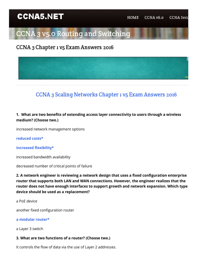 Final Ccna3 ANSWERS TO ALL EXAMS | PDF | Network Switch | Wireless Lan