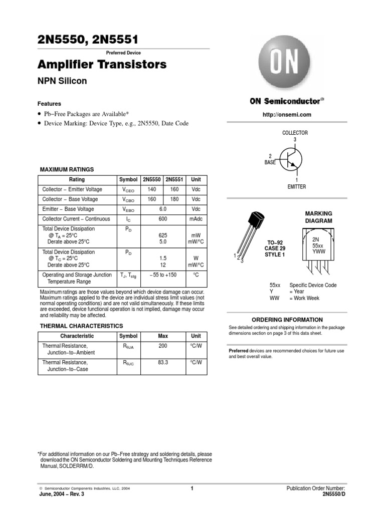 2N5550 - 2N5551 - ON Semiconducor PDF | PDF