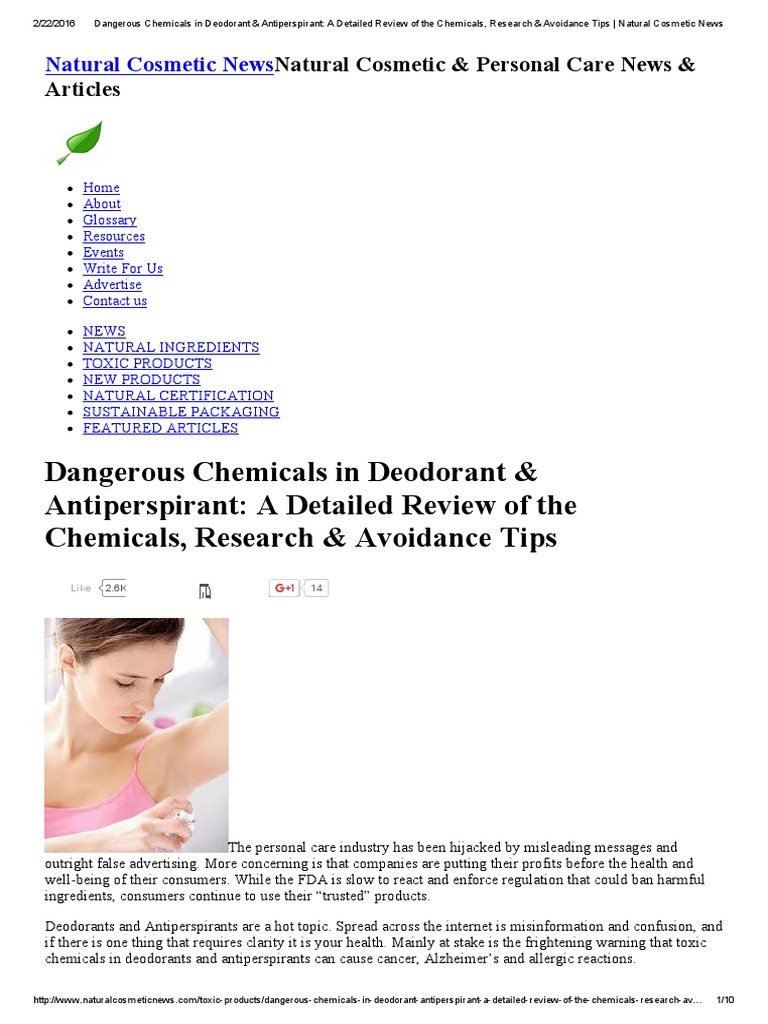 Dangerous Chemicals in Deodorant & Antiperspirant - A Detailed Review ...