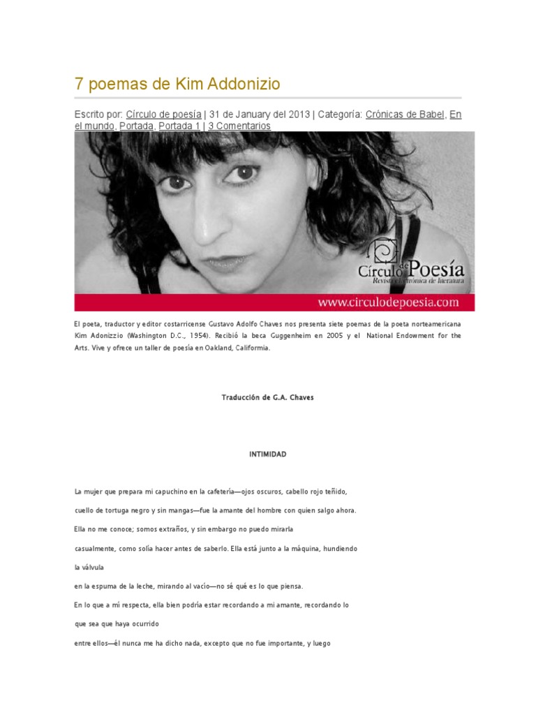 7 Poemas de Kim Addonizio | PDF