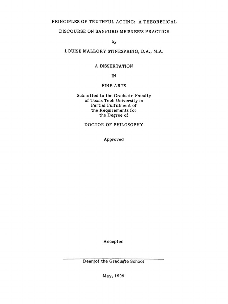 Meisner PDF | PDF | Acting | Theatre