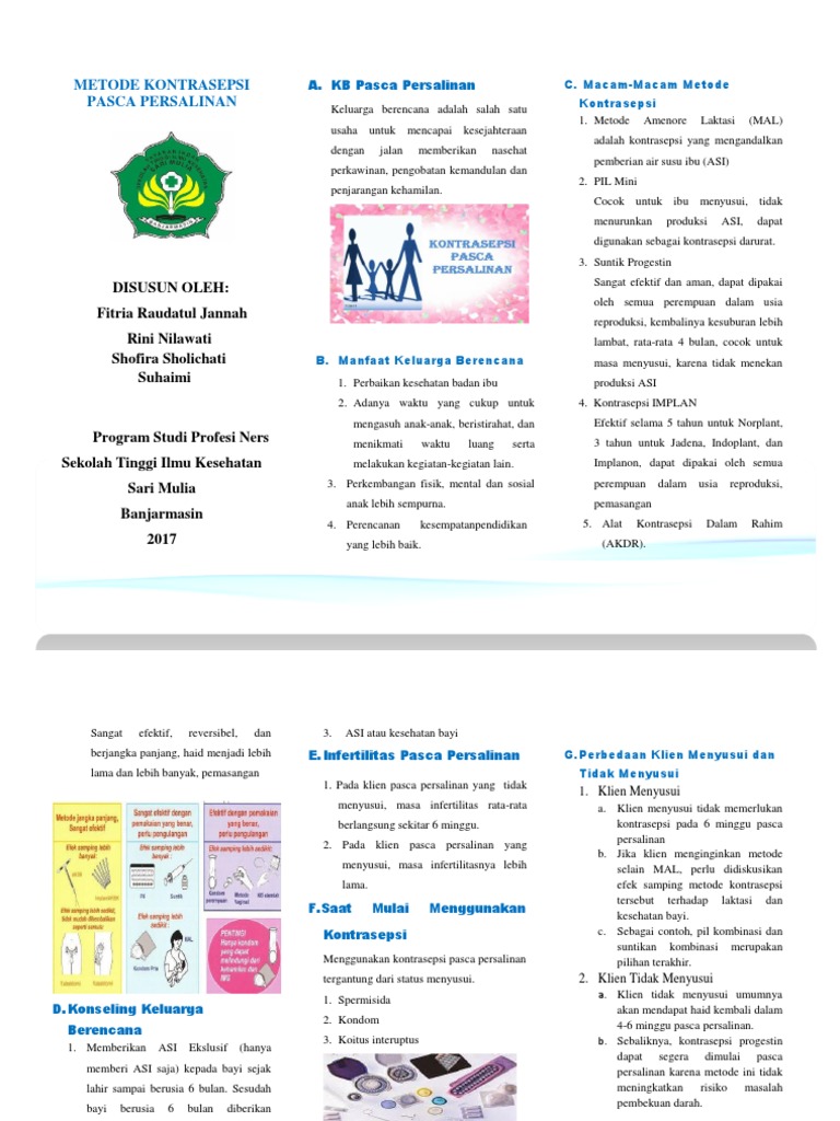 Leaflet Metode Kontrasepsi Pasca Persalinan | PDF | Kesehatan Holistik