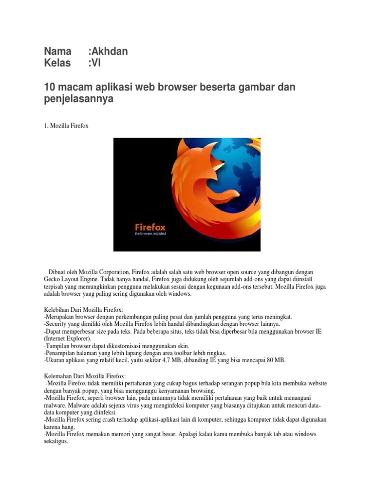 10 Macam Aplikasi Web Browser Beserta Gambar Dan Penjelasannya | PDF