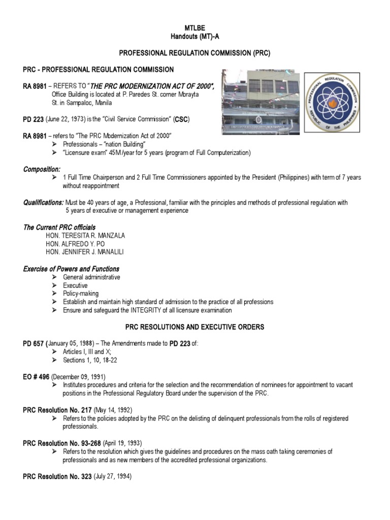 PRC Handouts MT-A 7 | PDF | Virtue | Public Law
