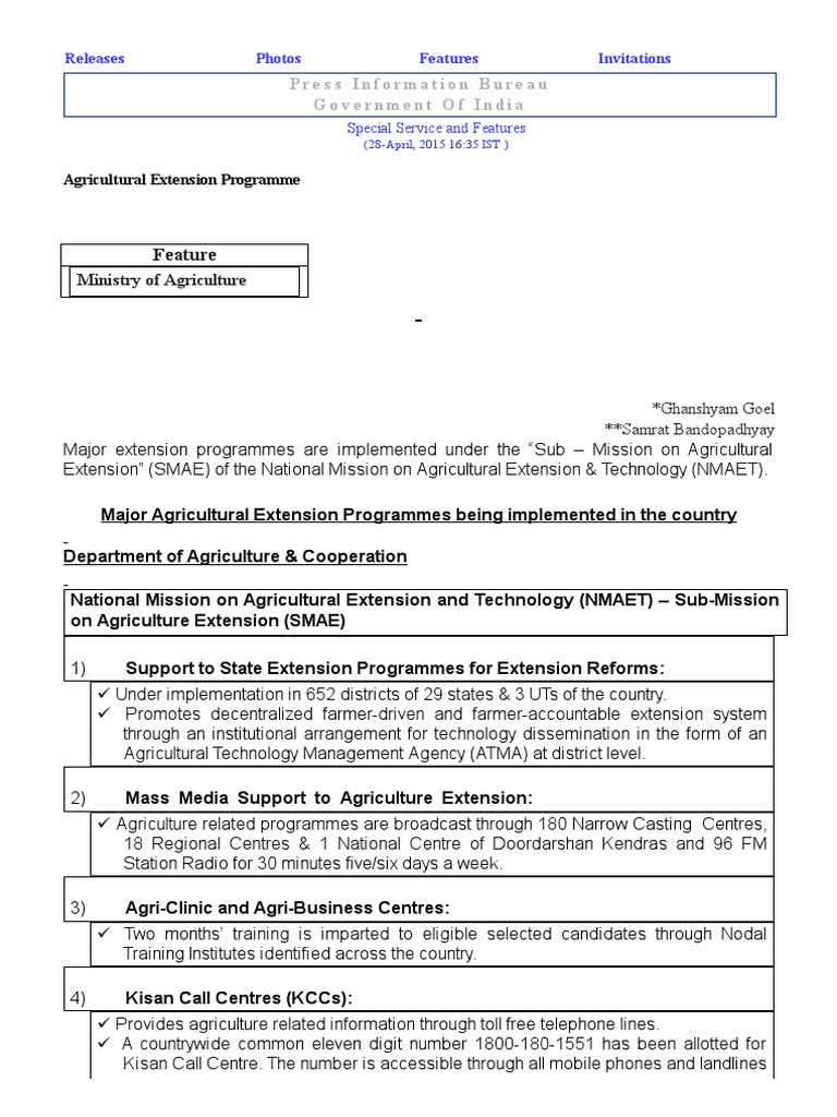 Agricultural Extension Initiatives | PDF | Telecommunications ...