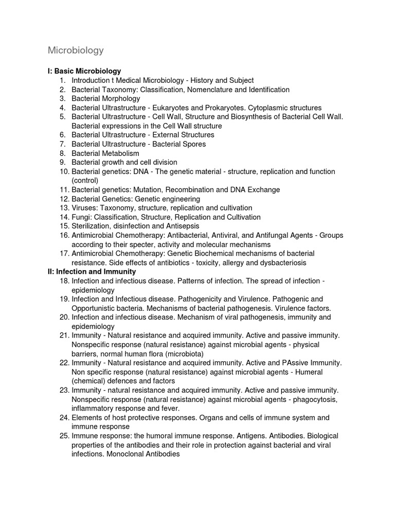 Microbiology Syllabus | PDF | Bacteria | Immune System
