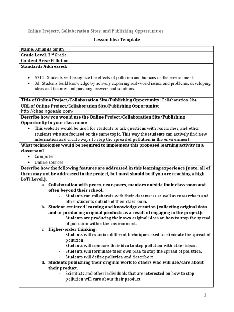Pollution Collaboration Project for Students | PDF | Collaboration ...