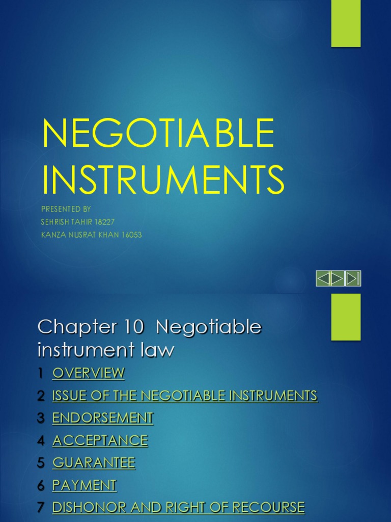 Law of Negotiable Instruments | PDF | Negotiable Instrument | Cheque