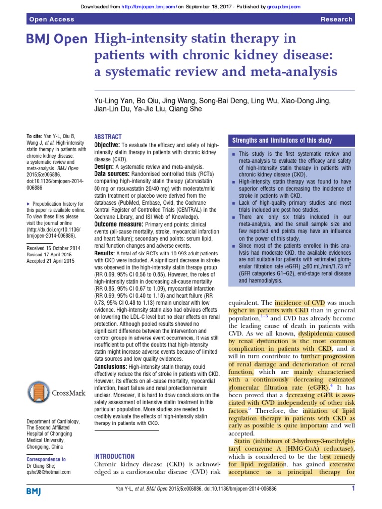 Statin in CKD | PDF | Statin | Chronic Kidney Disease
