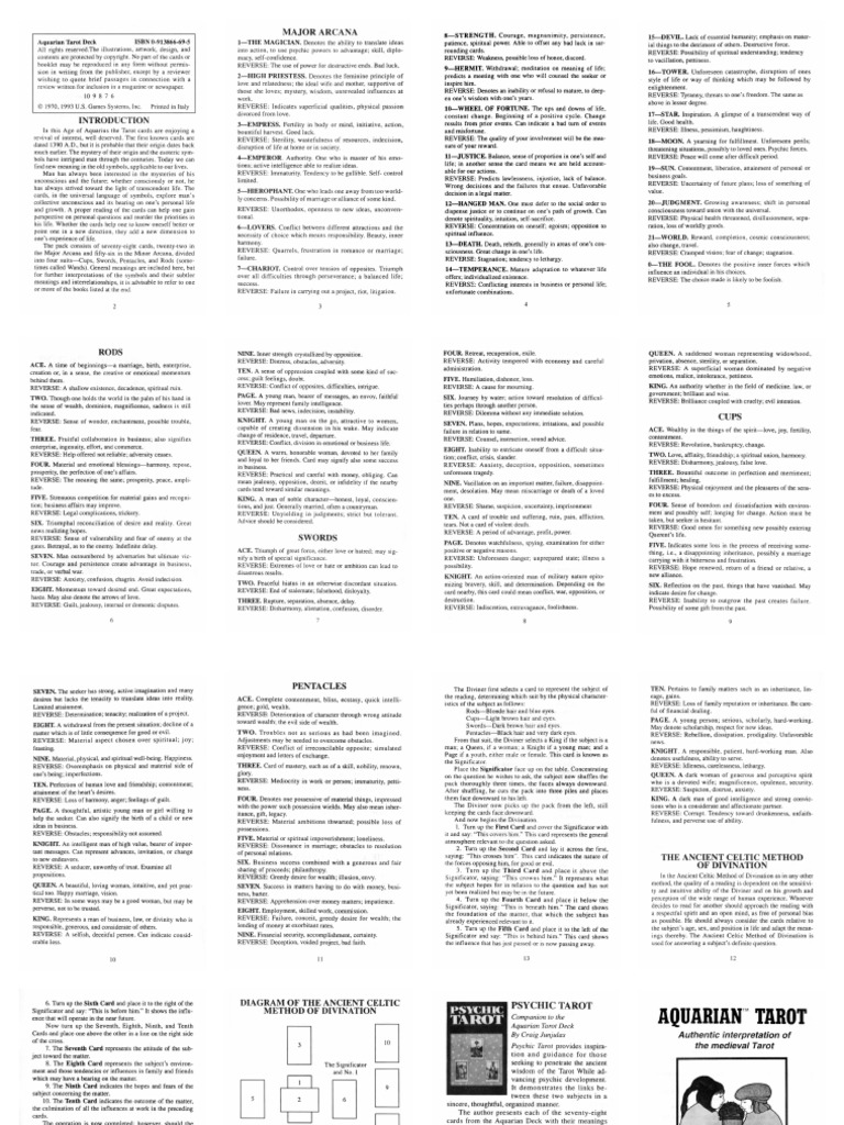 Booklets Rules Aquarian Tarot Booklet | PDF