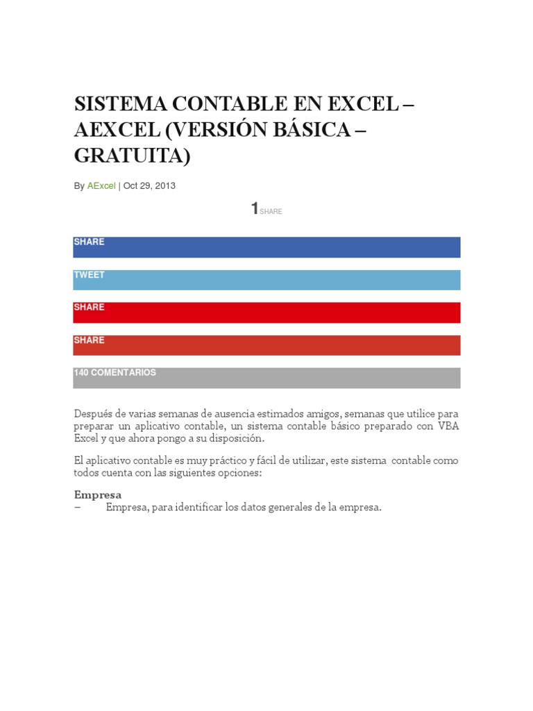 Sistema Contable en Excel | PDF