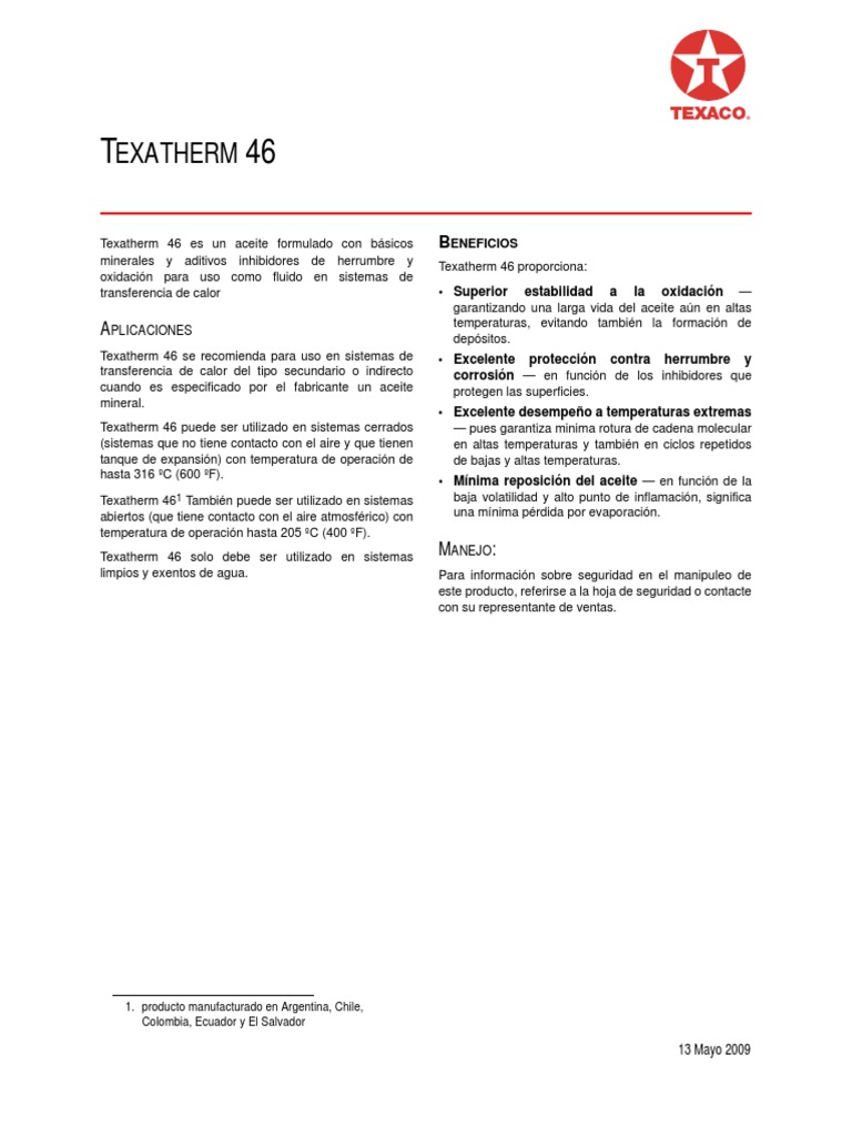 Texatherm 46 | PDF | Temperatura | Petróleo