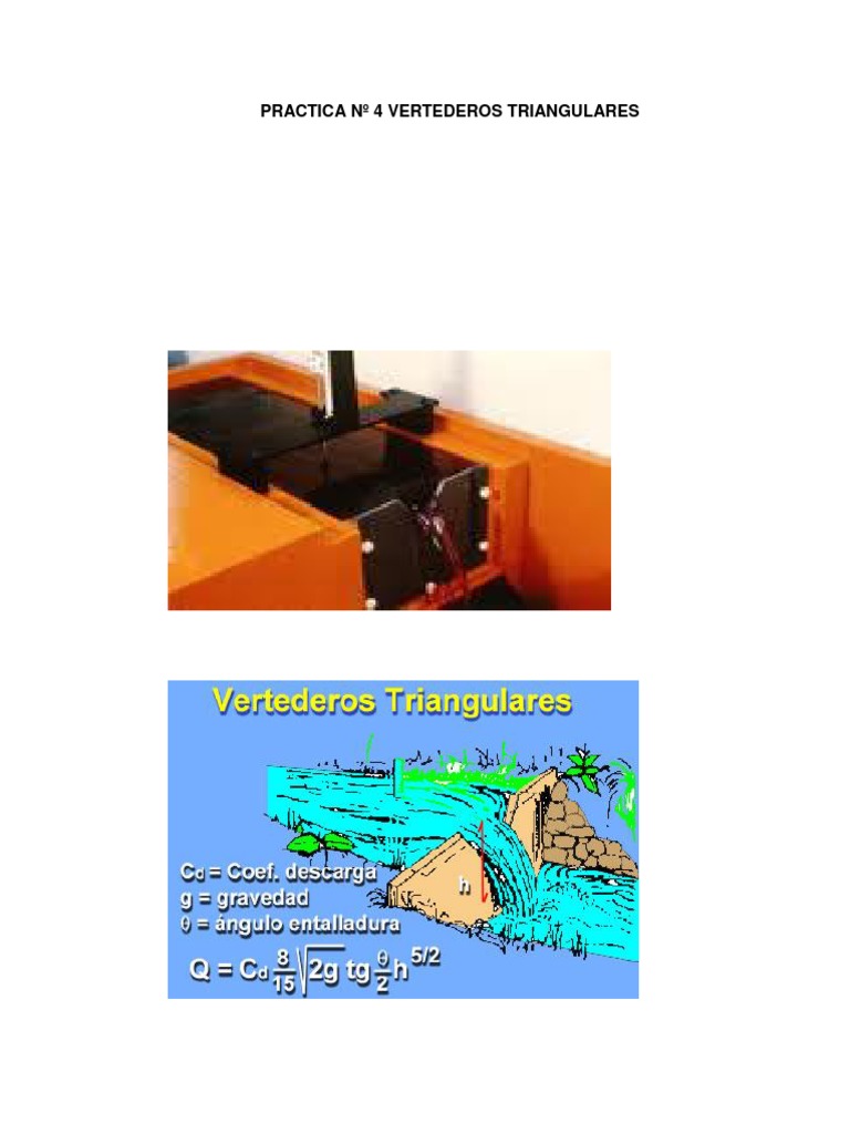 Practica #4 Vertederos Triangulares | PDF | Medición | Descarga ...