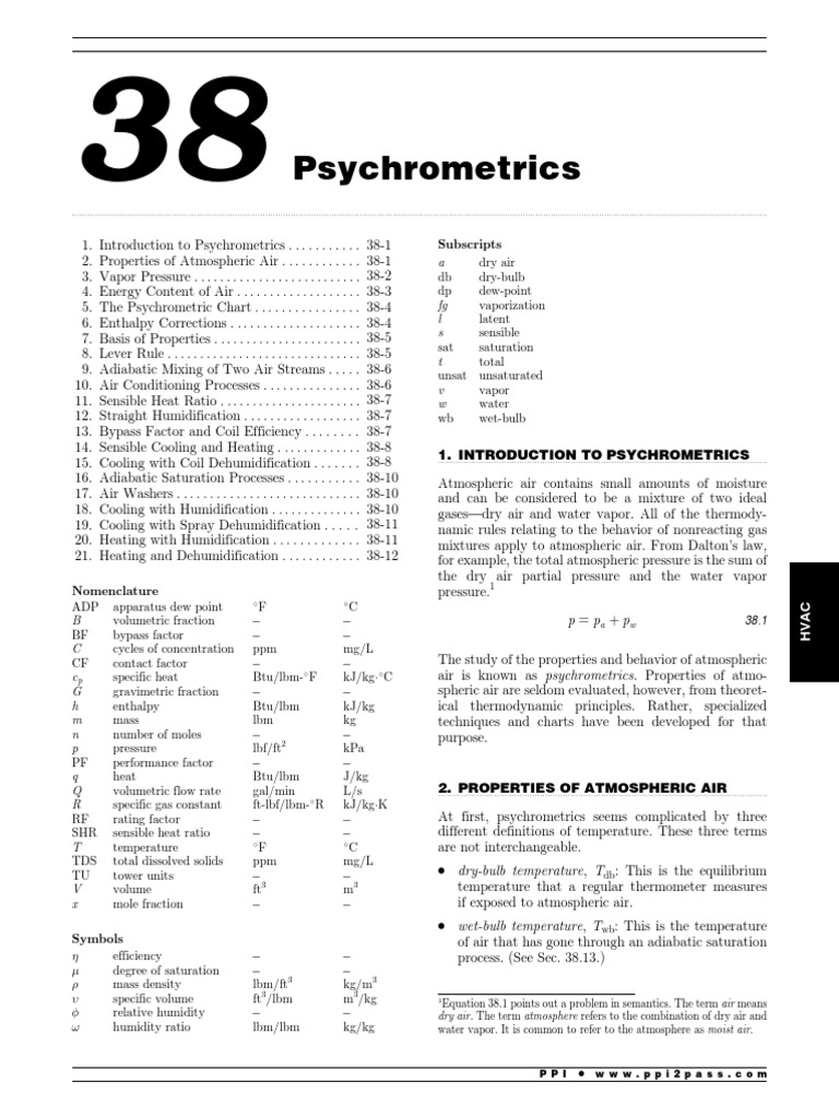 Mechanical Engineering Reference Manual - HVAC Section | PDF | Humidity | Water Vapor
