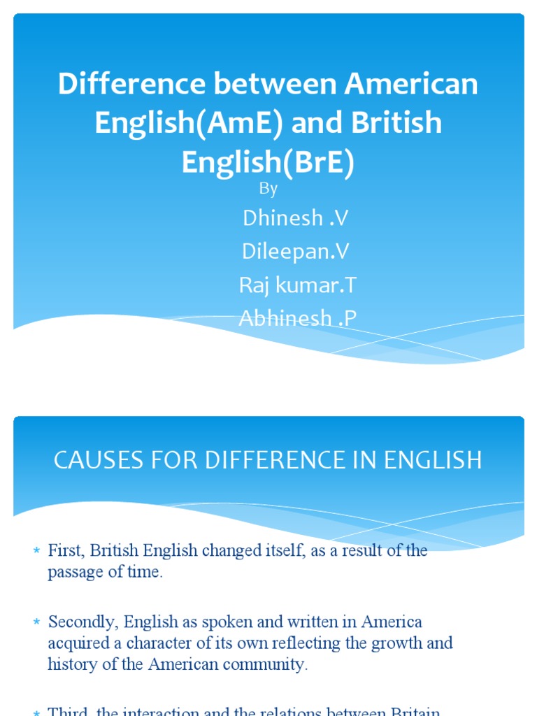 Difference Between American English (AmE) and British English (BrE ...